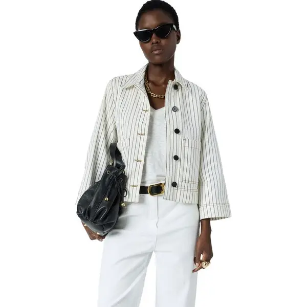 Gerard Darel Tamea Relaxed Tailored Box Fit Jacket - Ecru