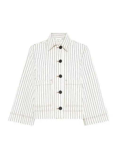 Gerard Darel Tamea Striped Denim Jacket - Ecru