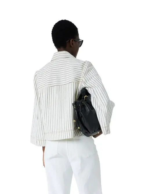Gerard Darel Tamea Striped Denim Jacket - Ecru
