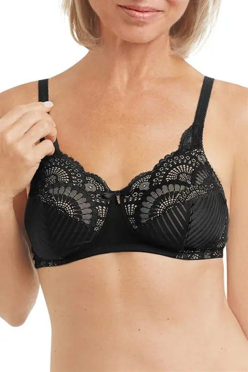 AMOENA Karolina Wire-free Bra - Black/sand