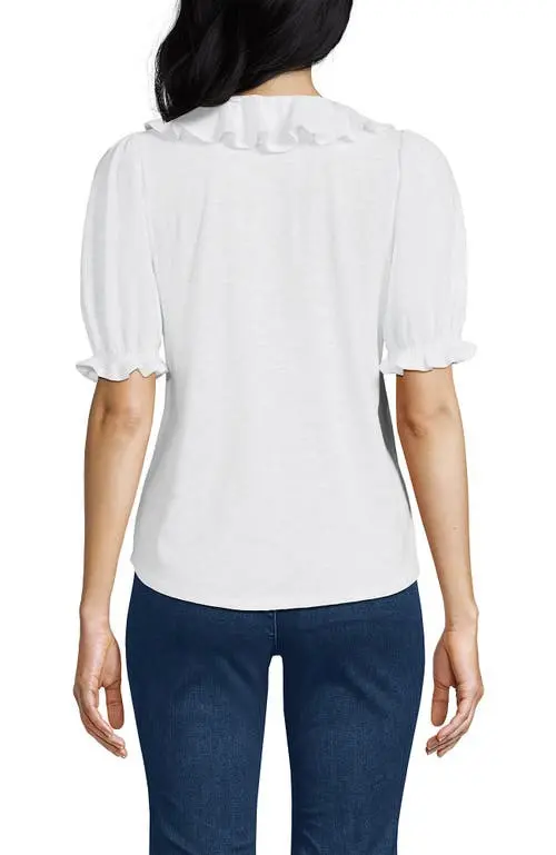 LANDS' END Slub Ruffle Pintuck Top