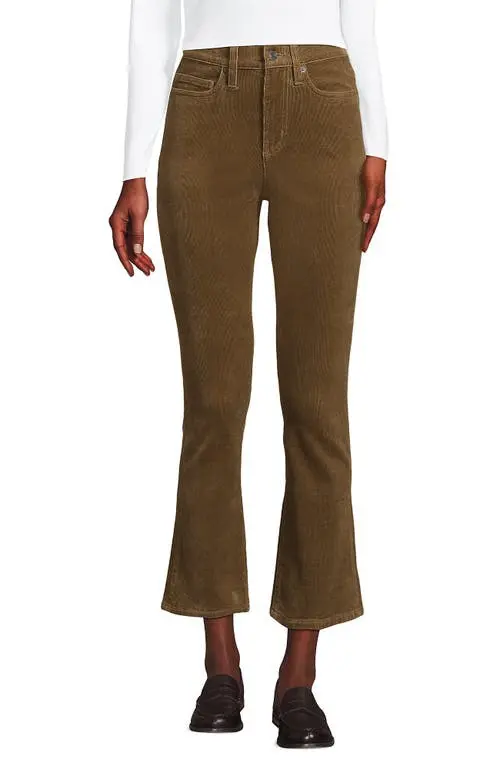 LANDS' END High Rise Corduroy Kick Crop Pants - Dark Toffee