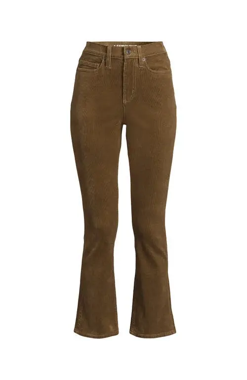 LANDS' END High Rise Corduroy Kick Crop Pants - Dark Toffee