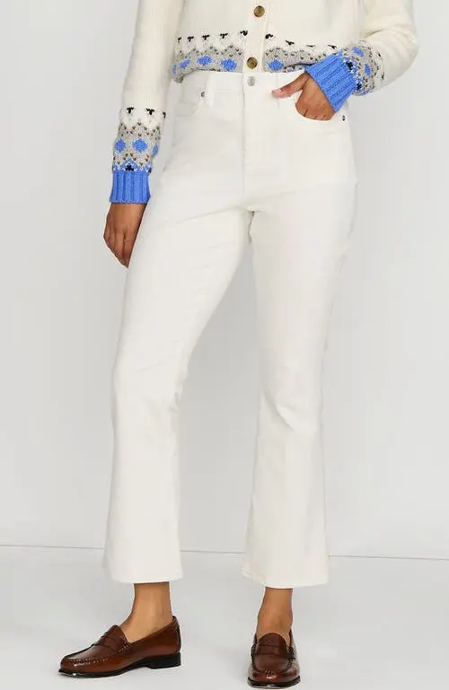 LANDS' END High Rise Corduroy Kick Crop Pants - Ivory