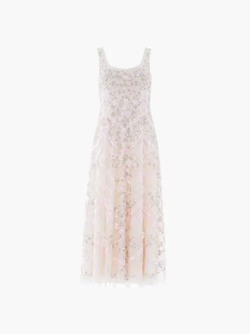 NEEDLE & THREAD Ribbon Heart Scoop Neck Ballerina Dress