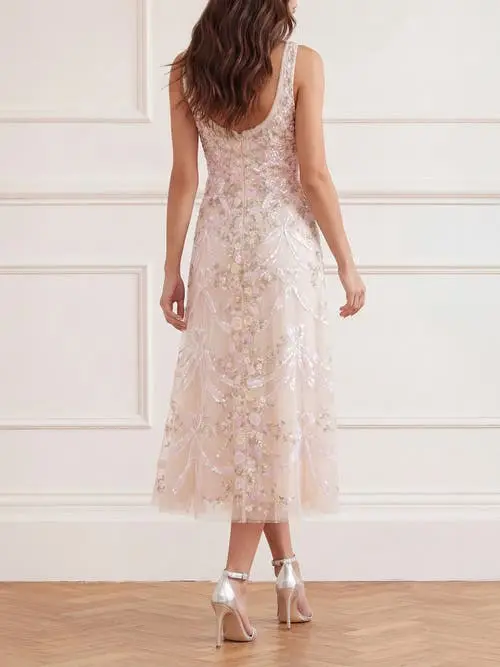 NEEDLE & THREAD Ribbon Heart Scoop Neck Ballerina Dress