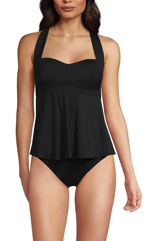 LANDS' END Sweetheart Fauxkini One Piece - Black