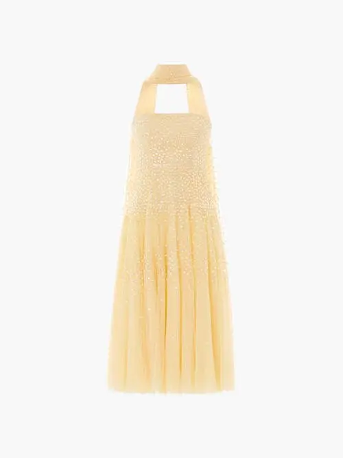 NEEDLE & THREAD Sunrise Sequin Strapless Cape Ballerina Dress