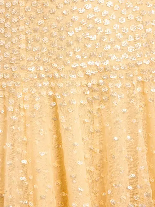 NEEDLE & THREAD Sunrise Sequin Strapless Cape Ballerina Dress