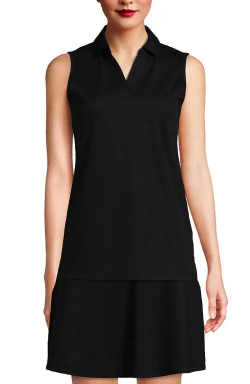 LANDS' END Performance Pique Polo - Black