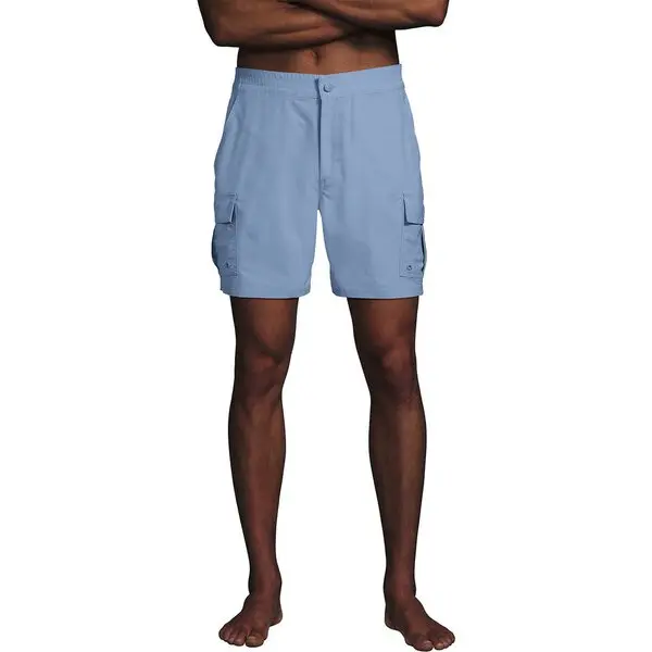 LANDS' END 7" Quick Dry Cargo Swim Shorts - Oasis Blue