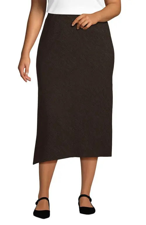 LANDS' END Crinkle Midi Skirt - Rich Coffee