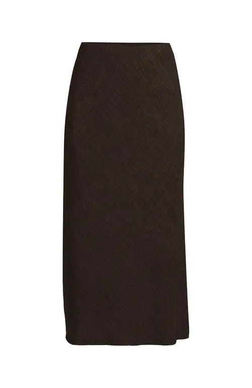 LANDS' END Crinkle Textured Midi Skirt - Rich Coffee