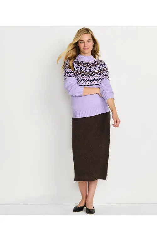 LANDS' END Crinkle Textured Midi Skirt - Rich Coffee