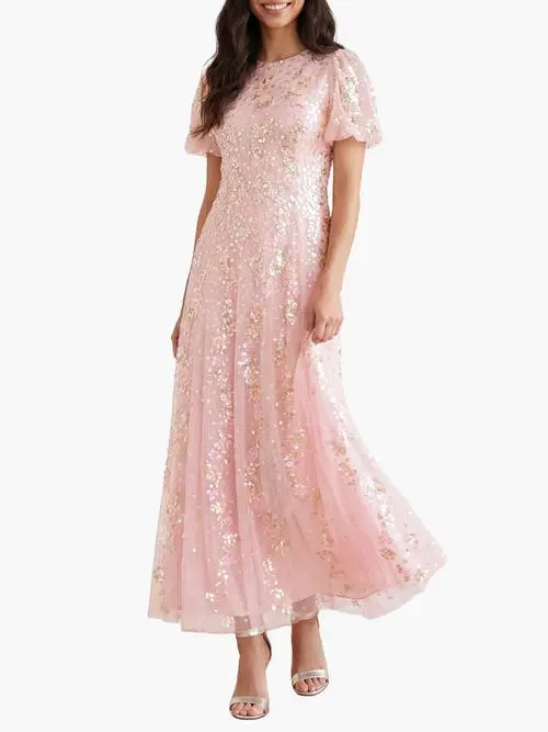 NEEDLE & THREAD Confetti Ankle Gown - Peony Pink/multi
