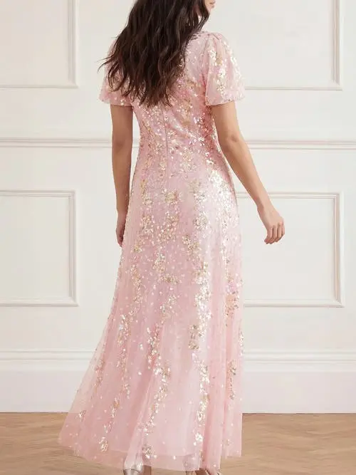 NEEDLE & THREAD Confetti Ankle Gown - Peony Pink/multi