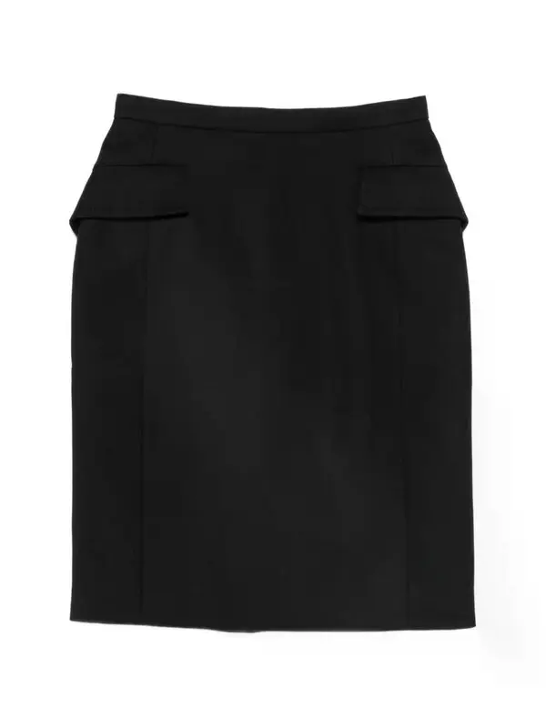 N°21 Flap-pockets Midi Skirt - Black
