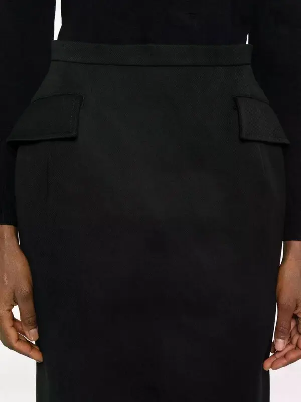 N°21 Flap-pockets Midi Skirt - Black