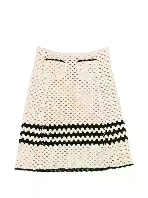 N°21 Knitted-construction Stripe-detail Skirt - Neutrals