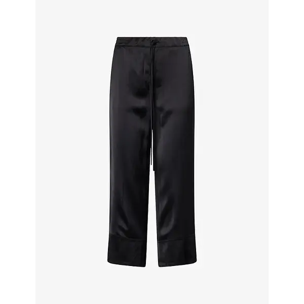 TOTEME Wide-leg Satin Drawstring Trousers - Black