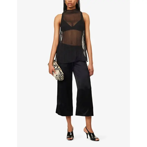 TOTEME Wide-leg Satin Drawstring Trousers - Black
