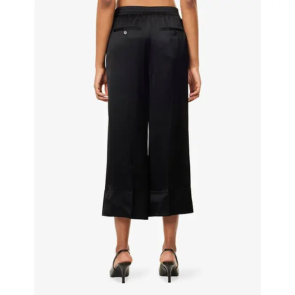 TOTEME Wide-leg Satin Drawstring Trousers - Black