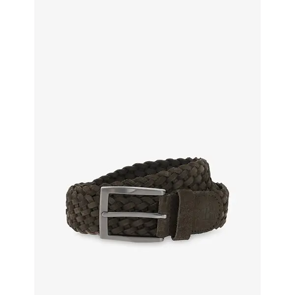 Boggi Milano Woven Suede Belt - Dark Brown