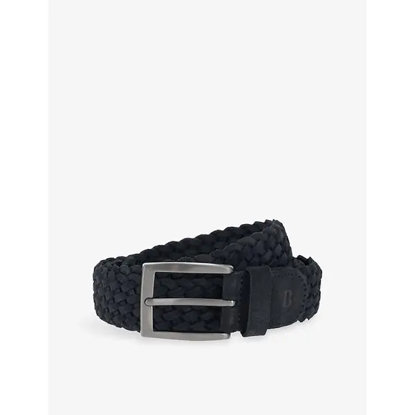 Boggi Milano Woven Suede Belt - Navy Blue