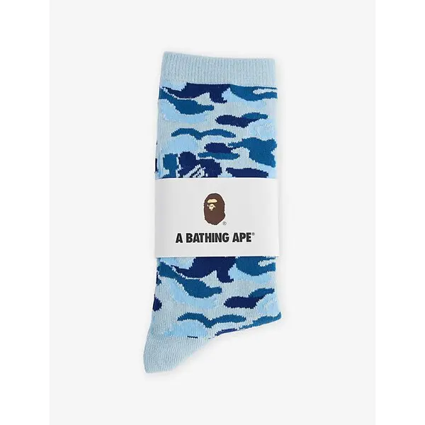 A BATHING APE Camouflage Crew Knit Socks - Blue