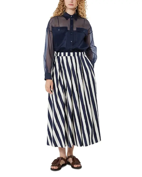 Max Mara Wkduomo Pleated Poplin Skirt
