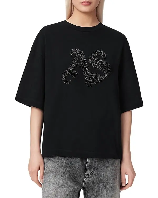 ALLSAINTS Icon Amelie Embellished Cotton T-shirt