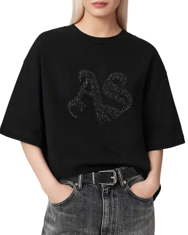 ALLSAINTS Icon Amelie Embellished Cotton T-shirt