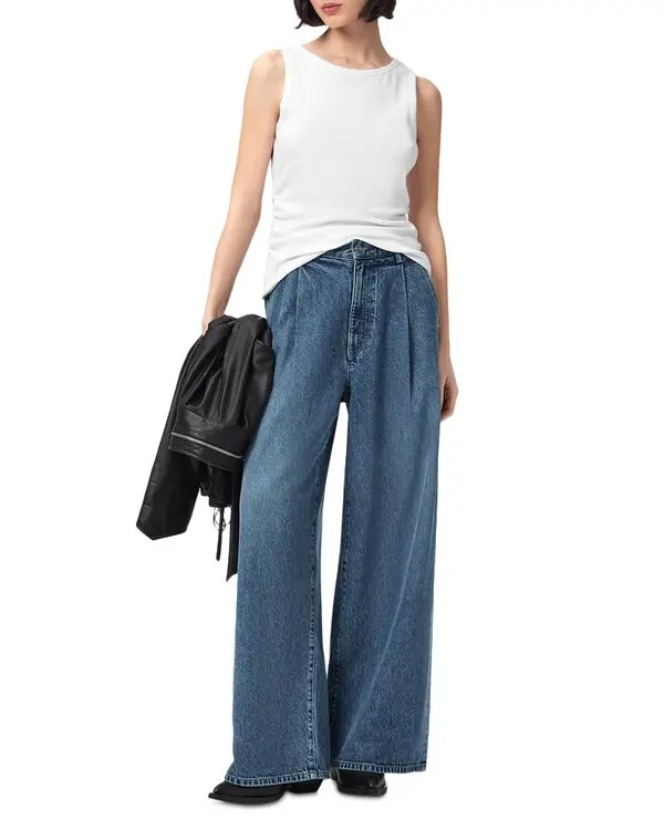 ALLSAINTS Haze High-rise Pleated Jeans - Mid Indigo