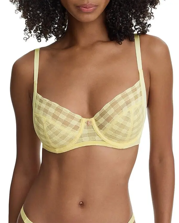 SKARLETT BLUE Bonbon Full Coverage Gingham Lace Bra - Buttercream
