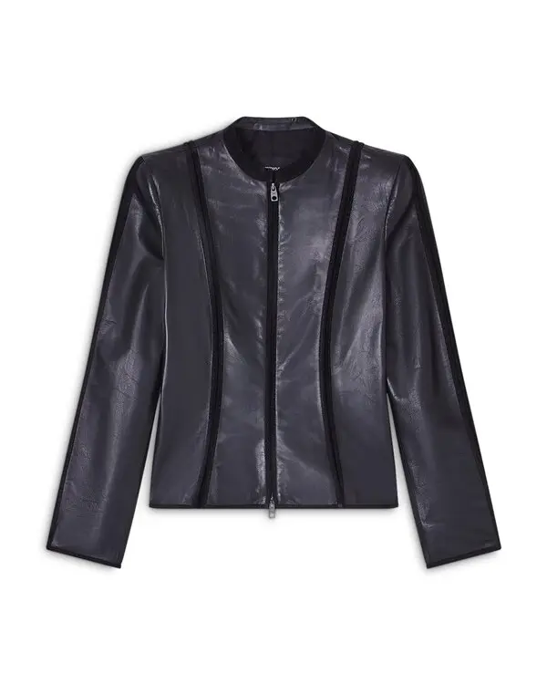Emporio Armani Glove Nappa Leather & Suede Piping Zip-up Jacket