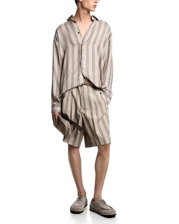 Emporio Armani Comfort Fit Stripe Shirt - Beige Stripe