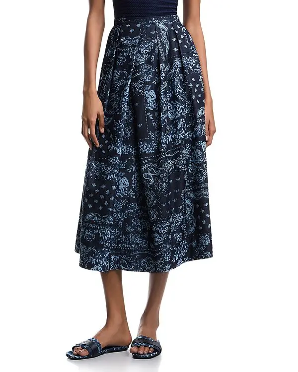 Emporio Armani Chambray Midi Skirt - Navy/bandana Print