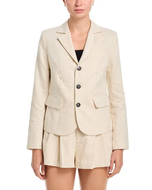 FRAME The Striped Smart Blazer - Ecru Multi