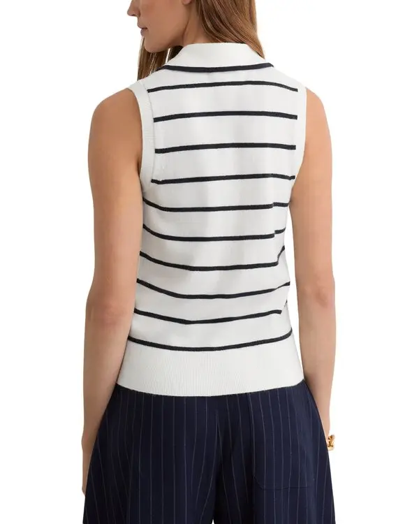 REISS Sara Polo Top - Ivory/navy
