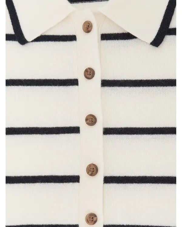 REISS Sara Polo Top - Ivory/navy