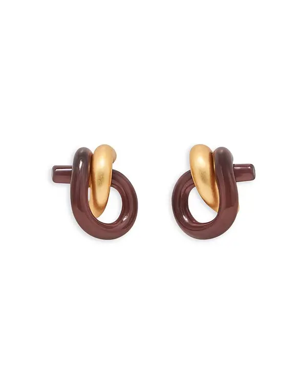 REISS Pixie Sculptural Knot Stud Earrings - Gold/burgundy