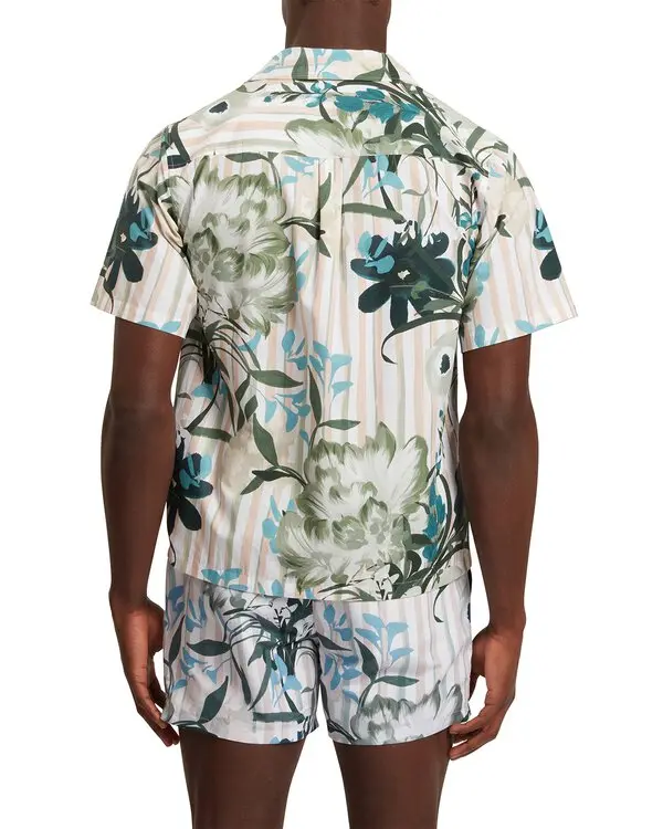 Ted Baker London Anukis Short Sleeve Placement Floral Stripe Shirt - Multi