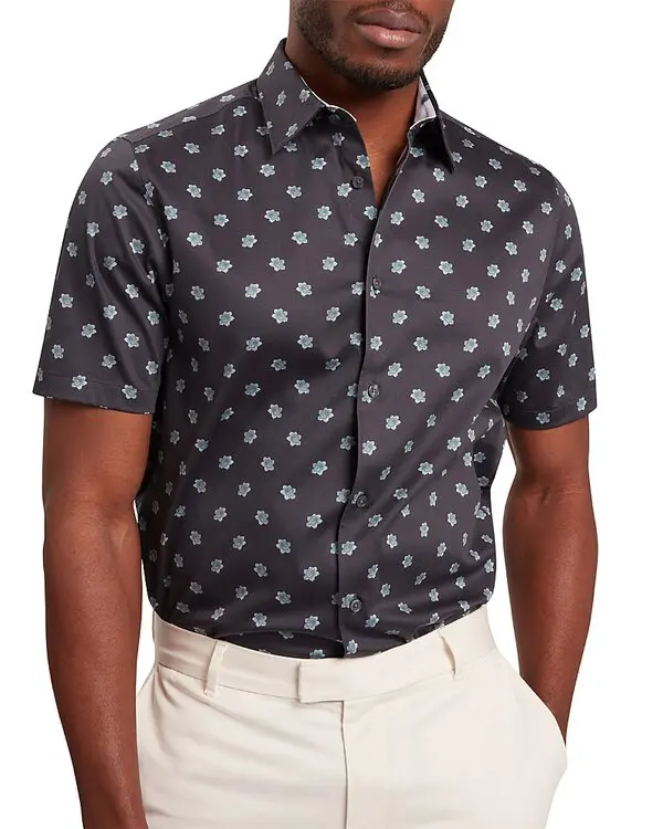 Ted Baker London Chaska Short Sleeve Regular Fit Ditsy Floral Print Shirt - Navy
