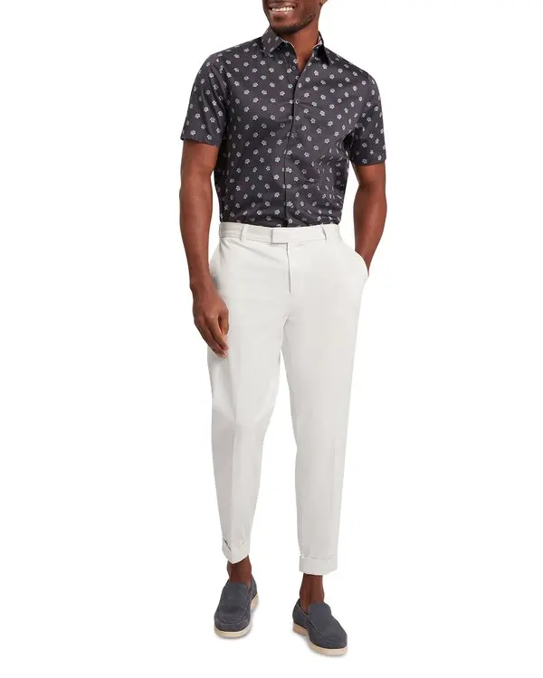 Ted Baker London Chaska Short Sleeve Regular Fit Ditsy Floral Print Shirt - Navy