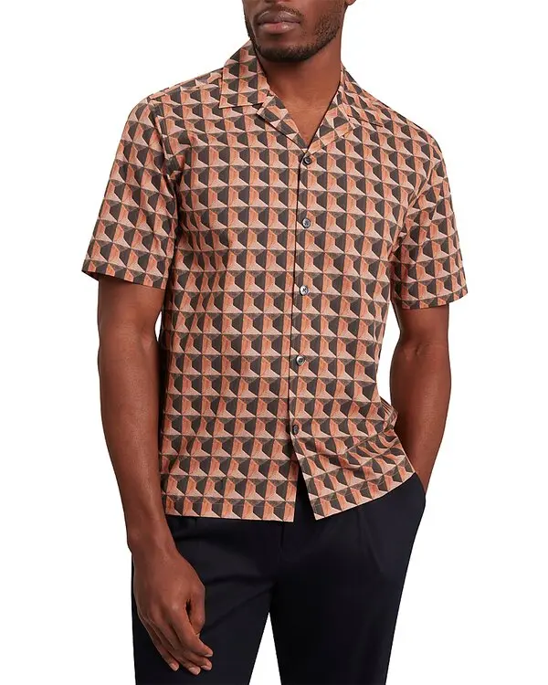 Ted Baker London Nayelin Short Sleeve Relaxed Painted Geo Shirt - Brown Red