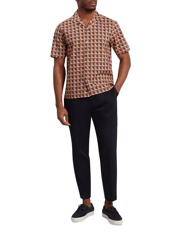 Ted Baker London Nayelin Short Sleeve Relaxed Painted Geo Shirt - Brown Red