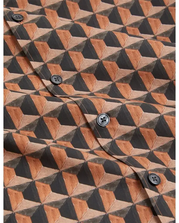 Ted Baker London Nayelin Short Sleeve Relaxed Painted Geo Shirt - Brown Red