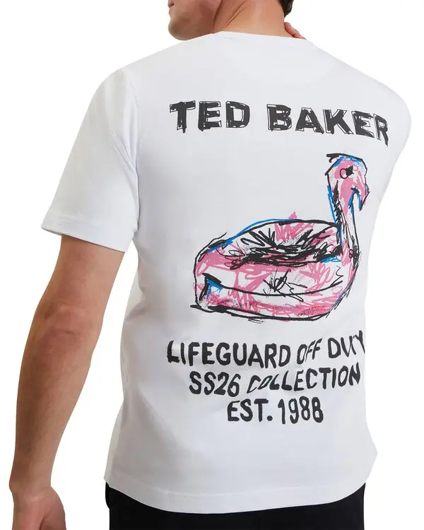 Ted Baker London Ramoss Short Sleeve Relaxed Fit Flamingo Graphic Tee