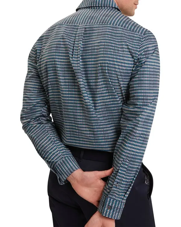 Ted Baker London Huayna Long Sleeve Regular Fit Blurred Check Geo Shirt
