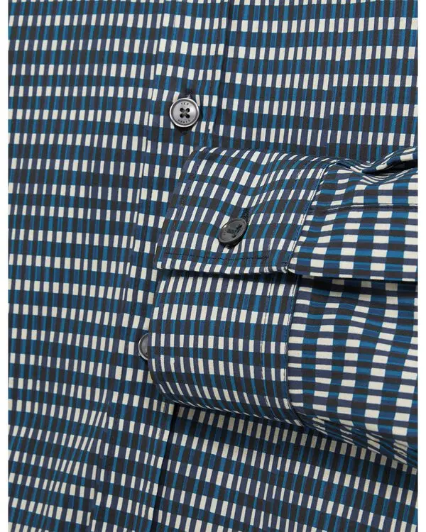 Ted Baker London Huayna Long Sleeve Regular Fit Blurred Check Geo Shirt